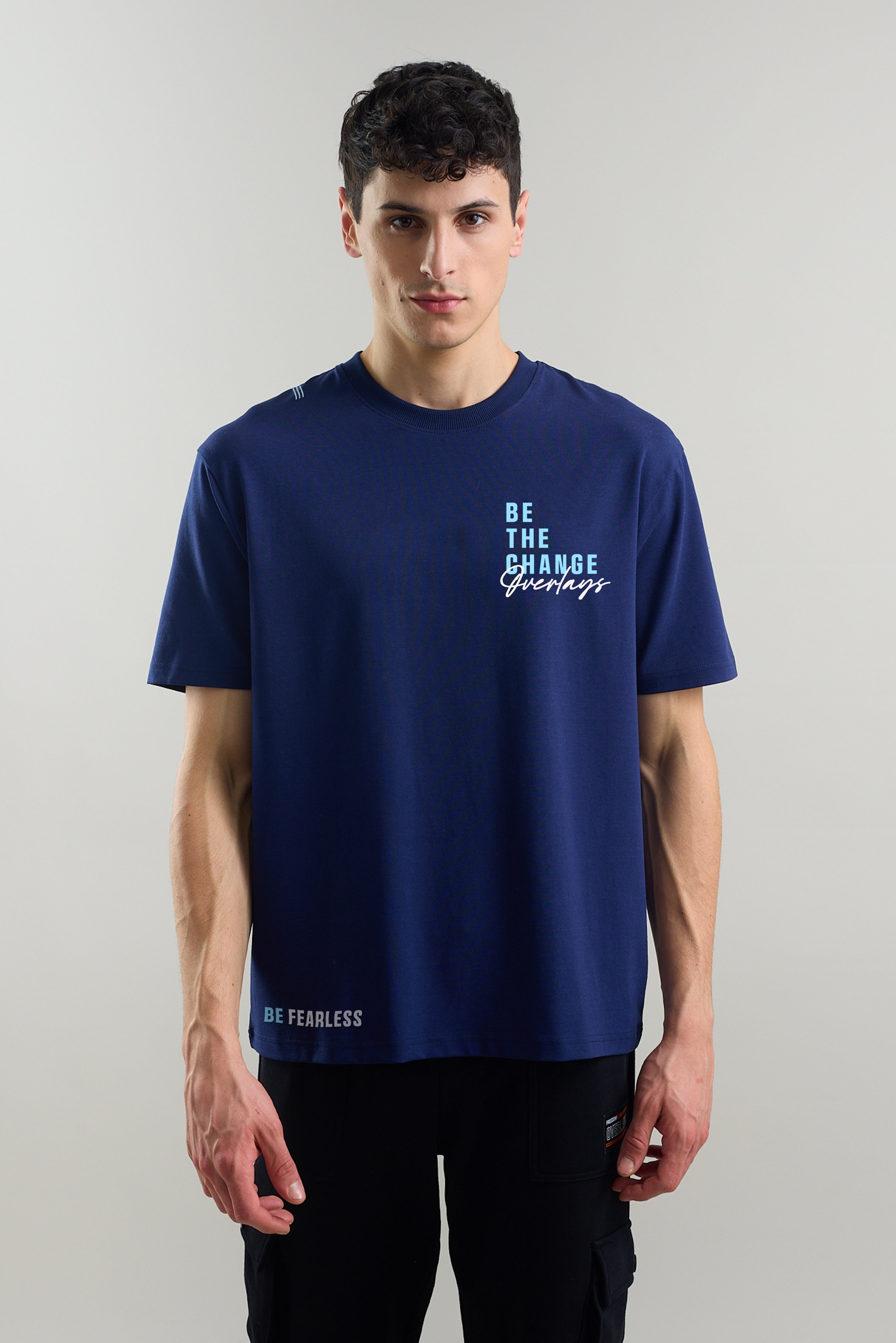 Be The Change Navy Blue Relaxed Fit T-shirt - Ultra Soft